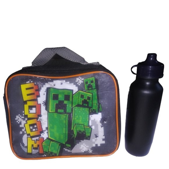 Minecraft | Accessories | Minecraft Black Lunchbox Water Bottle Boom ...